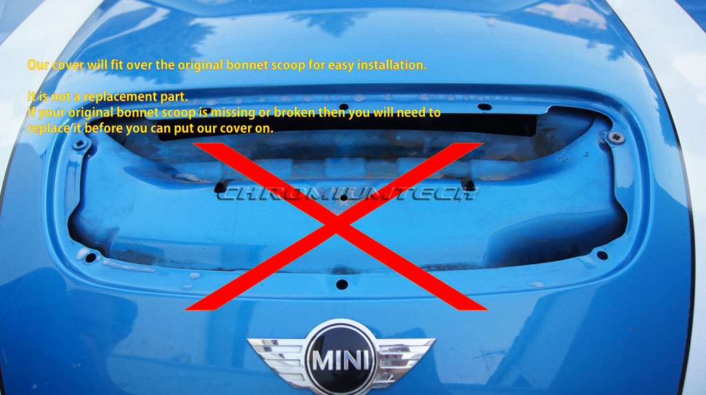 MK1 BMW MINI Cooper S JCW R52 R53 CHROME Bonnet Hood Vent Air Intake ...